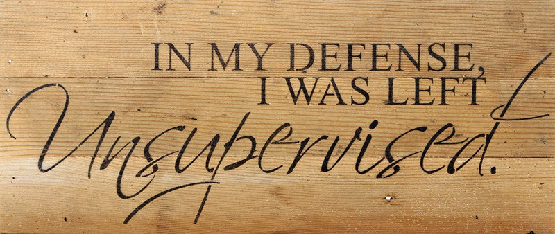In my defense, I was left unsupervised. / 14"x6" Reclaimed Wood Sign ...